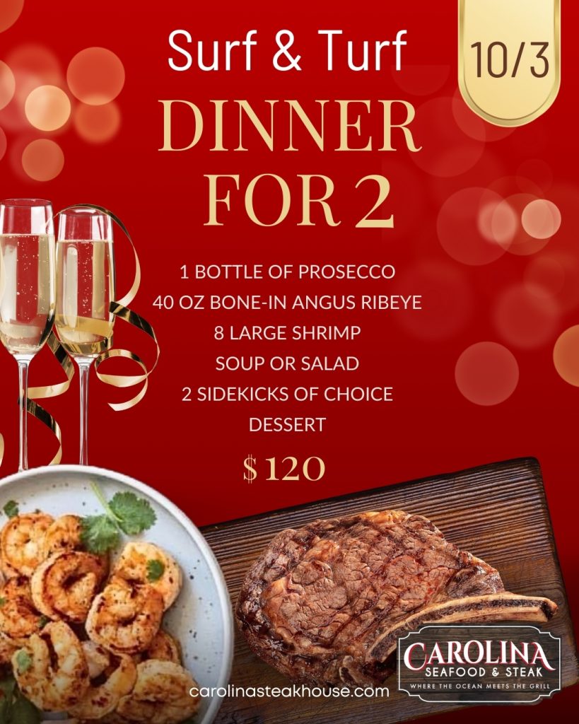 Surf&Turf Dinner for 2 - Carolina Seafood & Steak